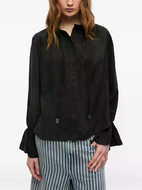 GANNI Ruffled-collar Blouse - Black