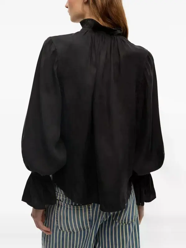 GANNI Ruffled-collar Blouse - Black
