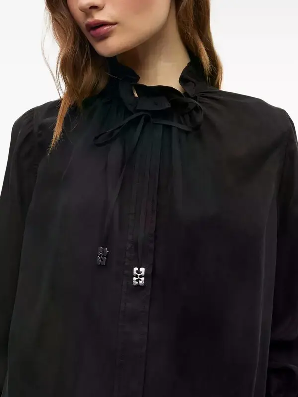 GANNI Ruffled-collar Blouse - Black