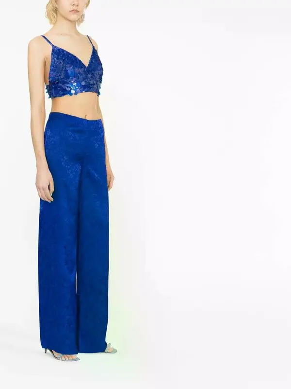 P.a.r.o.s.h Sequin-embellished V-neck Crop Top