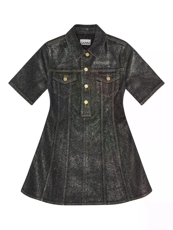 GANNI Denim Mini Dress - Black