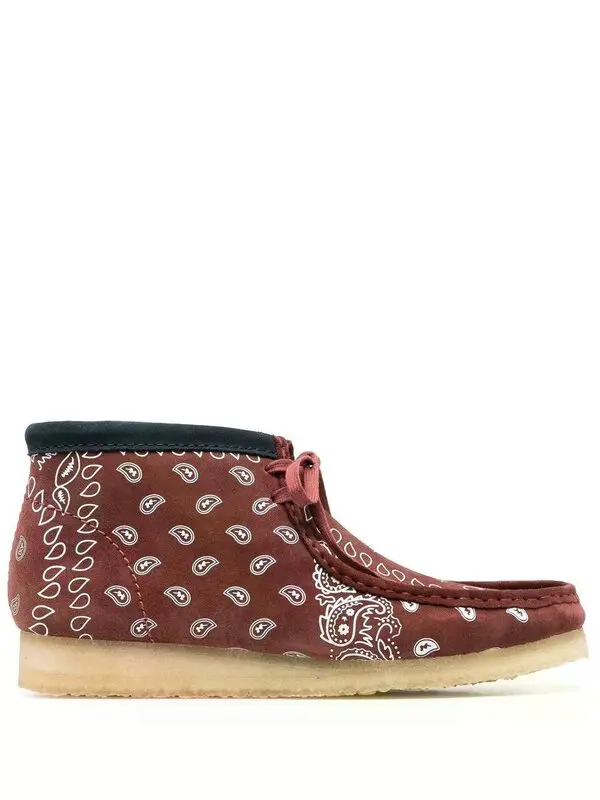 Clarks Paisley-print Lace-up Boots - Brown