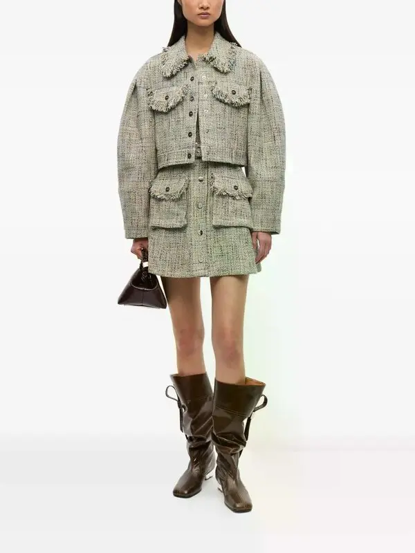GANNI Tweed Jacket - Neutrals