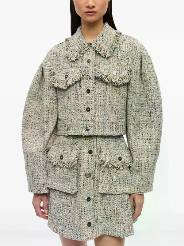GANNI Tweed Jacket - Neutrals