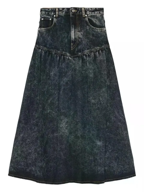 GANNI Gathered-detail Denim Skirt