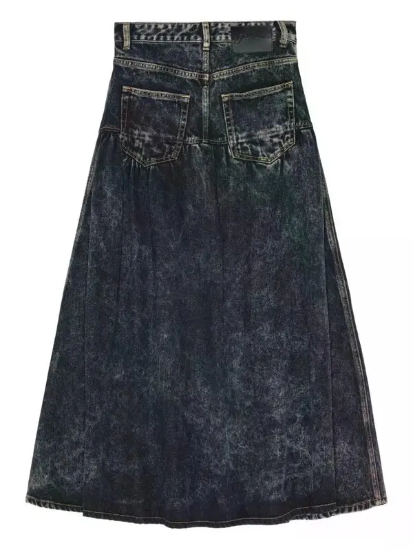 GANNI Gathered-detail Denim Skirt