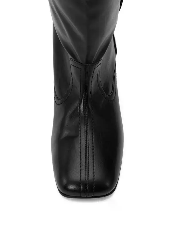 GANNI Slouchy Knee-high Leather Boots - Black