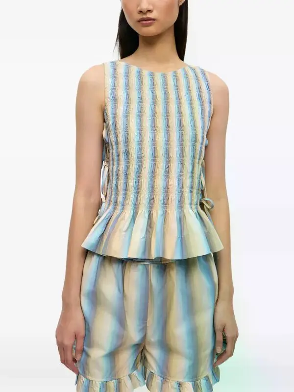 GANNI Striped Blouse - Neutrals