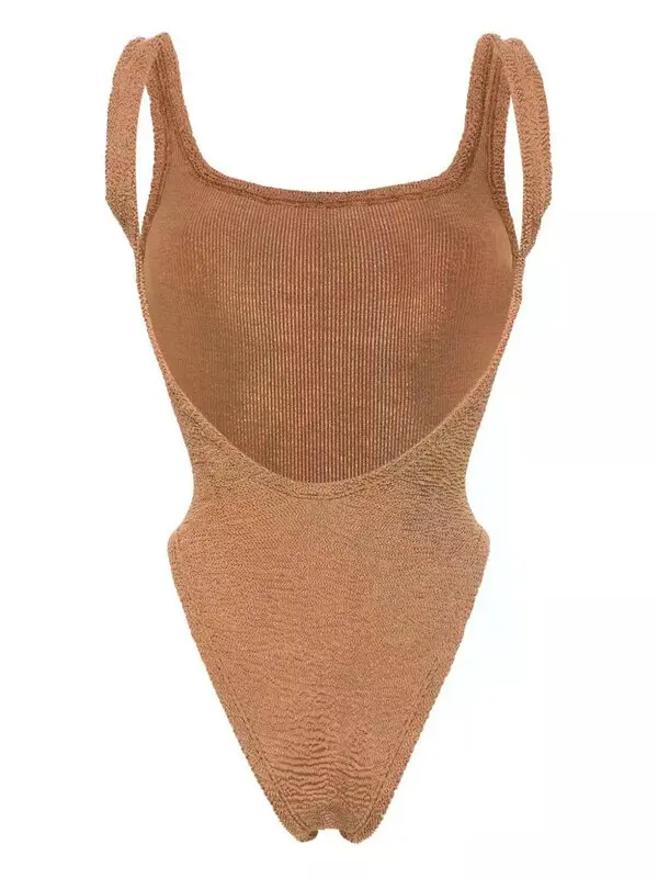 Hunza G Crinkled-effect Open-back Swimsuit - Neutrals