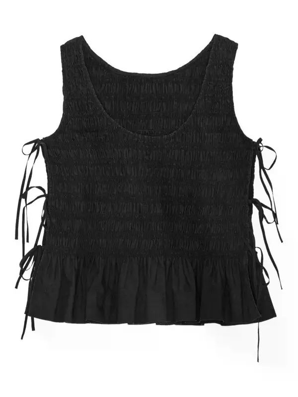 GANNI Smocked Peplum Top