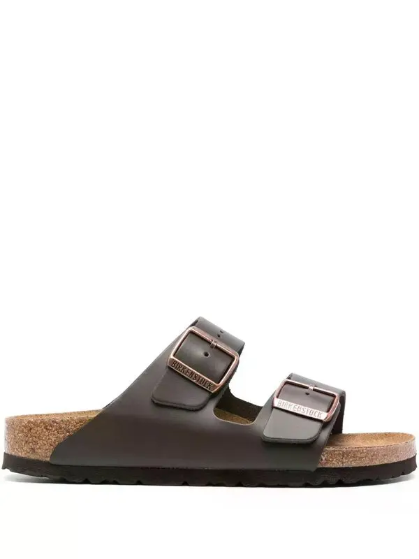 BIRKENSTOCK Arizona Buckled Slides - Brown