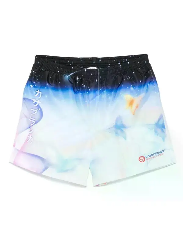 Casablanca Graphic-print Swim Shorts - Blue