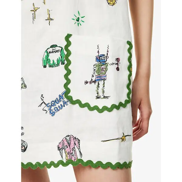 green emerald velvet dress CHECKERS EMBROIDERED MINI DRESS – Debs Boutique main image 0