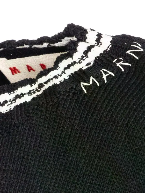 Marni Striped Distressed-effect Jumper