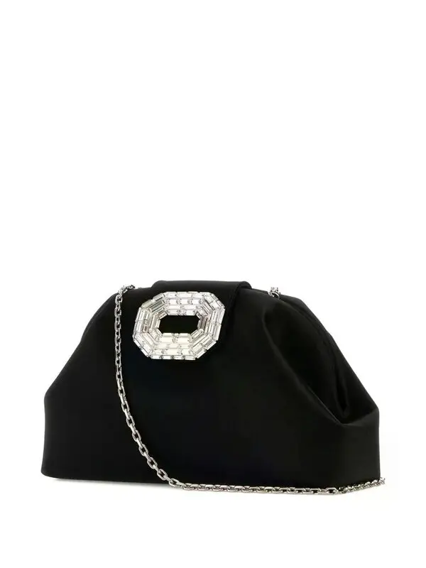 Amina Muaddi Crystal Embellished Camelia Clutch Bag - Black