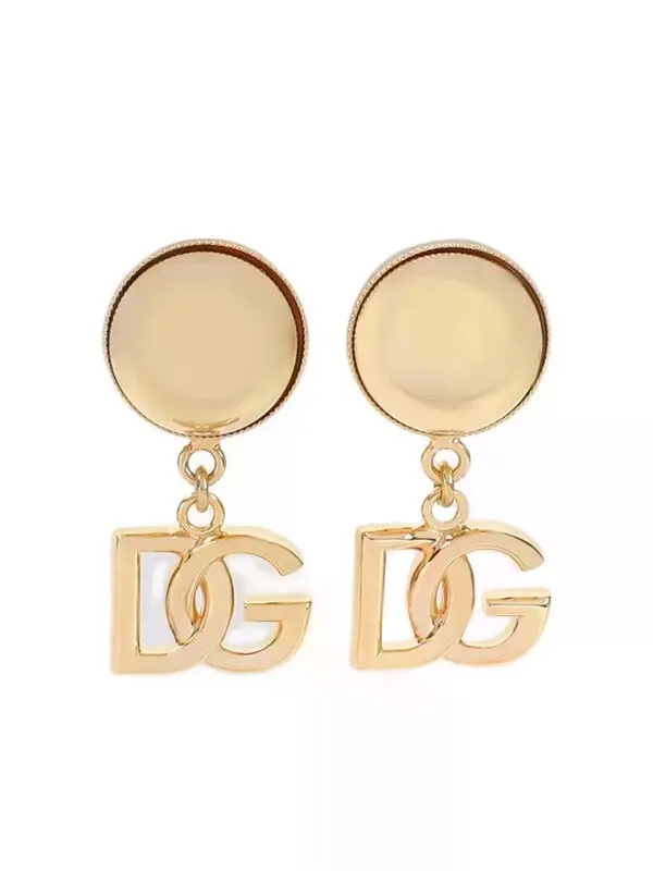 Dolce & Gabbana Logo Drop Clip-on Earrings - Gold