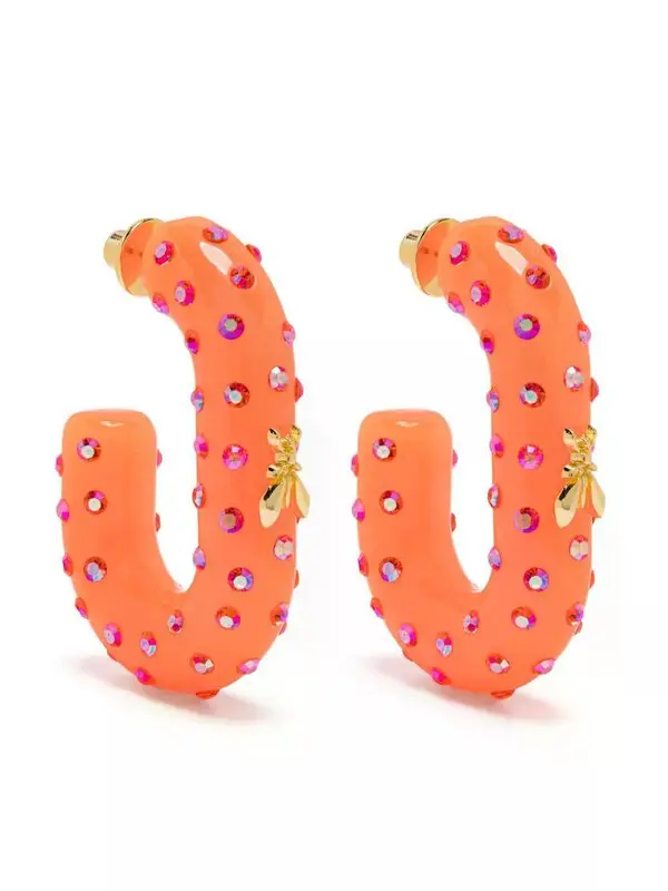 Patrizia Pepe Rhinestone Hoop Earrings - Gold