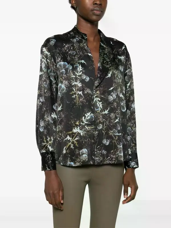 Vince Thistle Print Silk Blouse