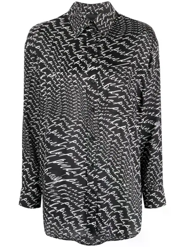 Pinko Logo-print Spread-collar Shirt