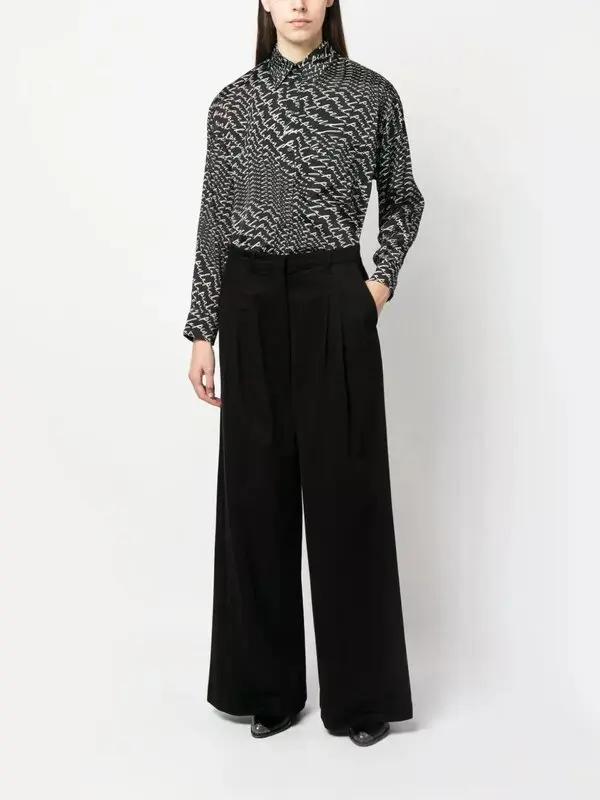 Pinko Logo-print Spread-collar Shirt