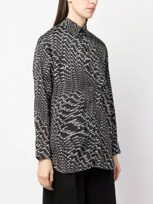 Pinko Logo-print Spread-collar Shirt