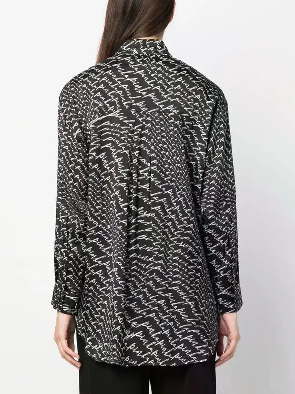 Pinko Logo-print Spread-collar Shirt