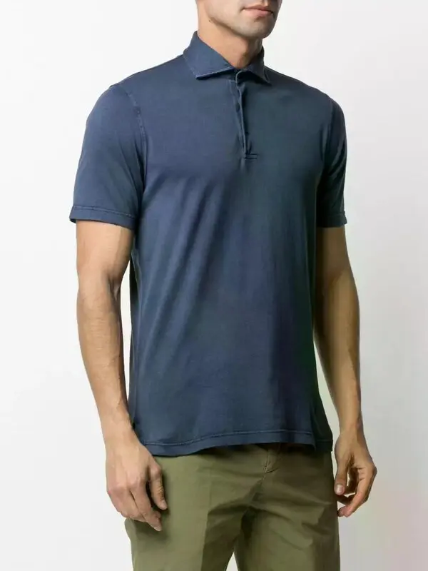 Fedeli Plain Polo Shirt - Blue