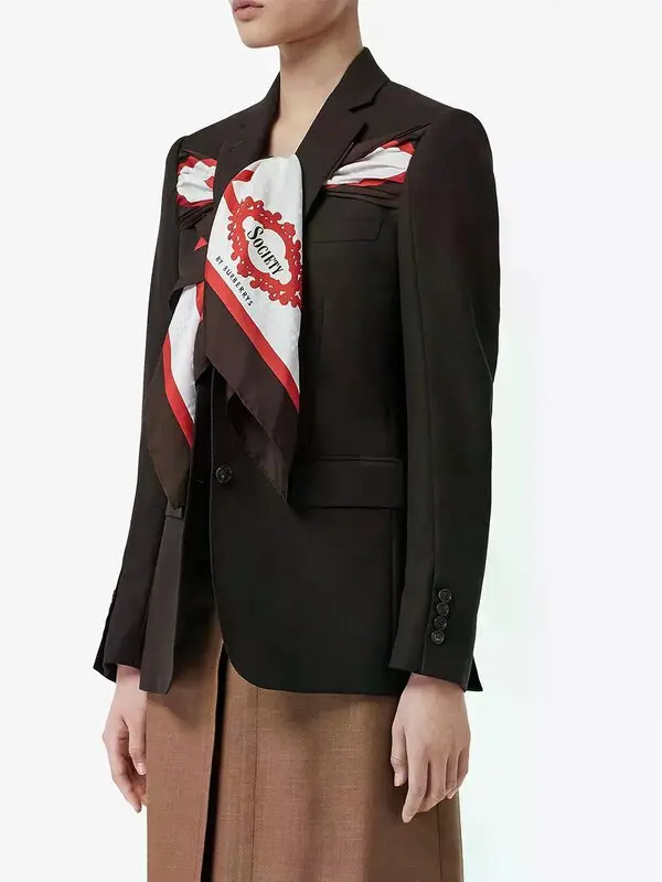 Burberry Silk Scarf Detail Wool Tailored Jacket