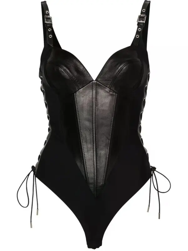 MITILIANE COUTURE Leather-trim Bodysuit