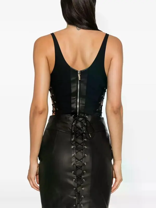 MITILIANE COUTURE Leather-trim Bodysuit