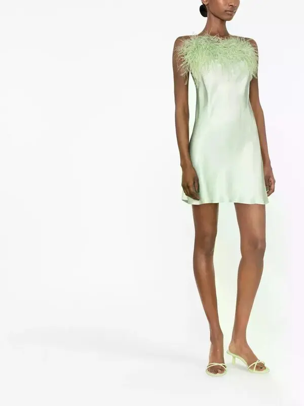 Sleeper Boheme Feather-trim Mini Dress