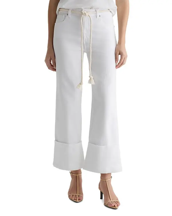 Ag Saige Wide-leg Crop Jeans With Cuff - White