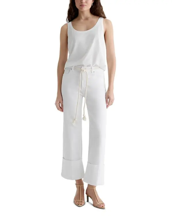 Ag Saige Wide-leg Crop Jeans With Cuff - White