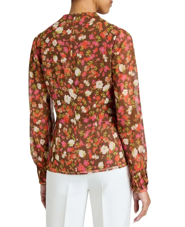 Santorelli Winnie Long Sleeve Buttoned Floral Blouse - Coconut Multi