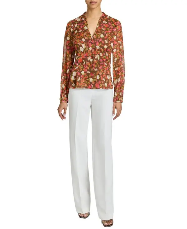 Santorelli Winnie Long Sleeve Buttoned Floral Blouse - Coconut Multi