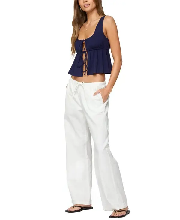 EDIKTED Alesia Tie Front Tank Top - Navy