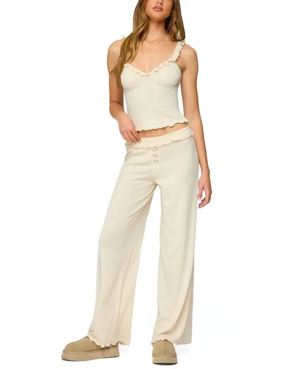 EDIKTED Pointelle Tank Top - Yellow