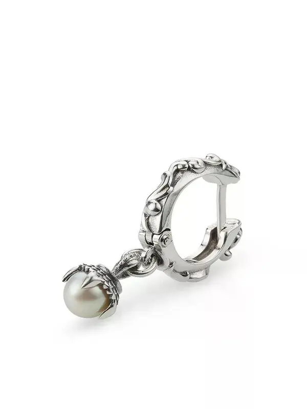 Emanuele Bicocchi Pearl-pendant Hoop Single Earring - Silver