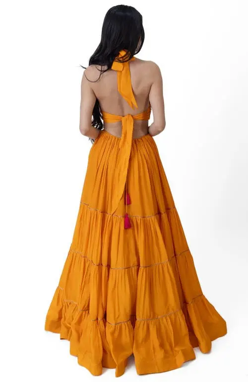 RAAS Neale Embroidered Tiered Gown