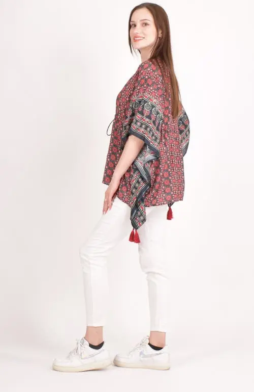 RAAS Yana Embroidered Ajrakh Kaftan Top