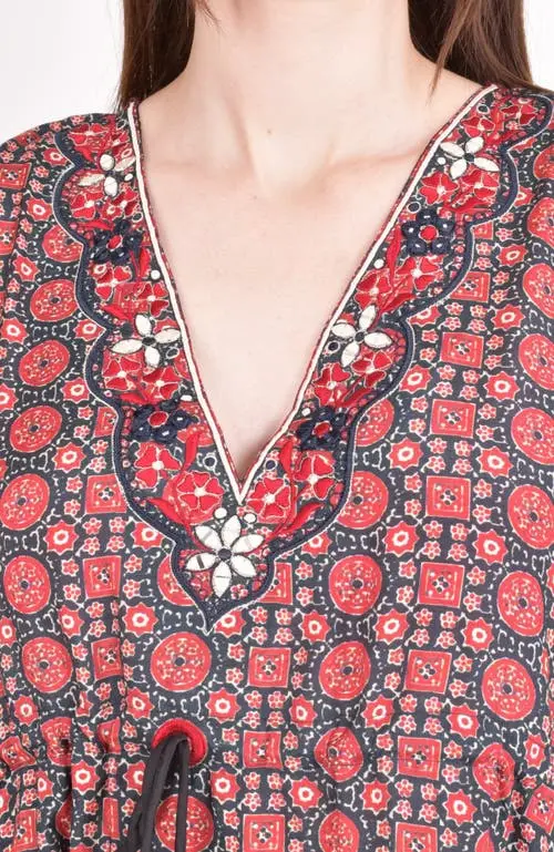 RAAS Yana Embroidered Ajrakh Kaftan Top