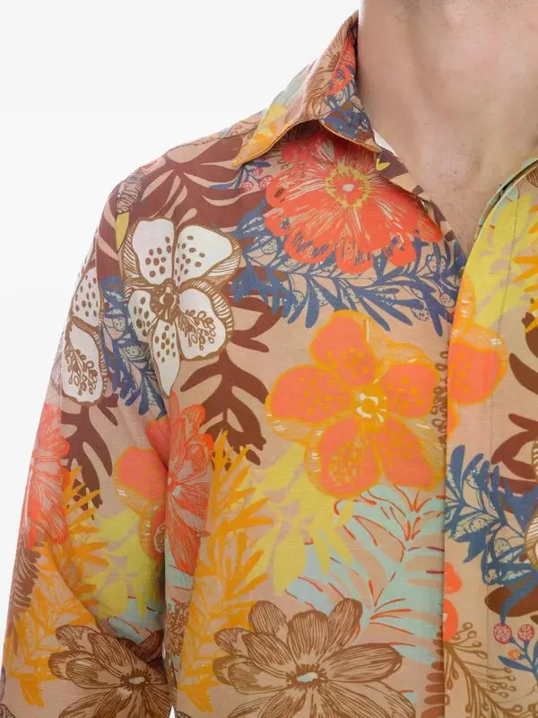 AMIR SLAMA Floral-print Button-up Shirt
