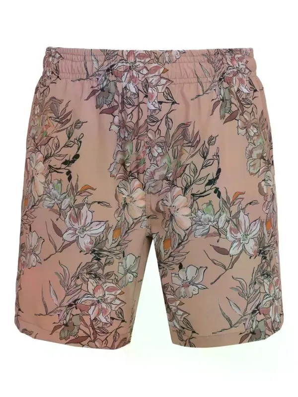 AMIR SLAMA Floral-print Swim Shorts - Brown