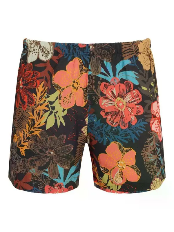 AMIR SLAMA Floral-print Swim Shorts - Black