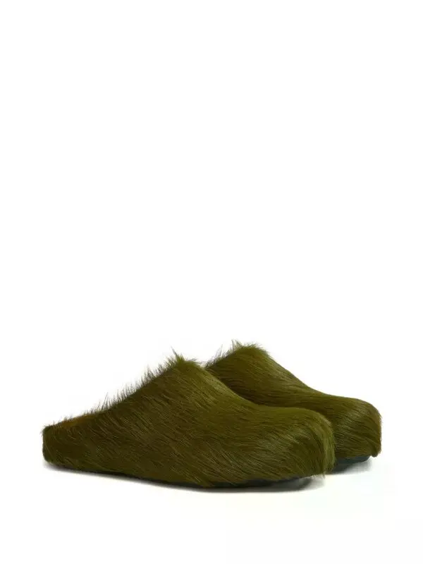 Marni Long Hair Calfskin Fussbett Sabots - Green