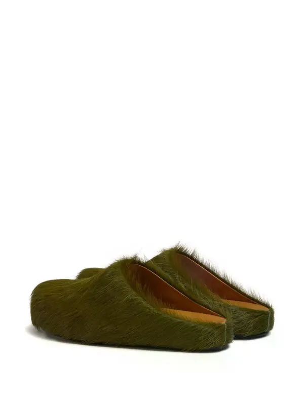 Marni Long Hair Calfskin Fussbett Sabots - Green