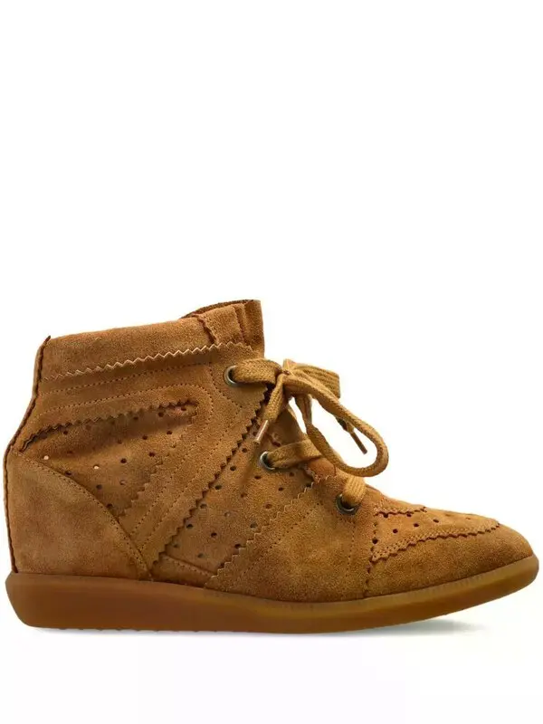 Isabel Marant Étoile Perforated Wedge Ankle Boots - Brown
