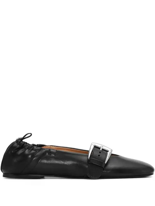 GANNI Faux-leather Ballet Flats - Black