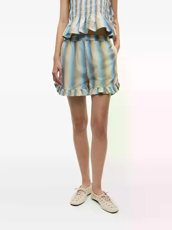 GANNI Striped Shorts