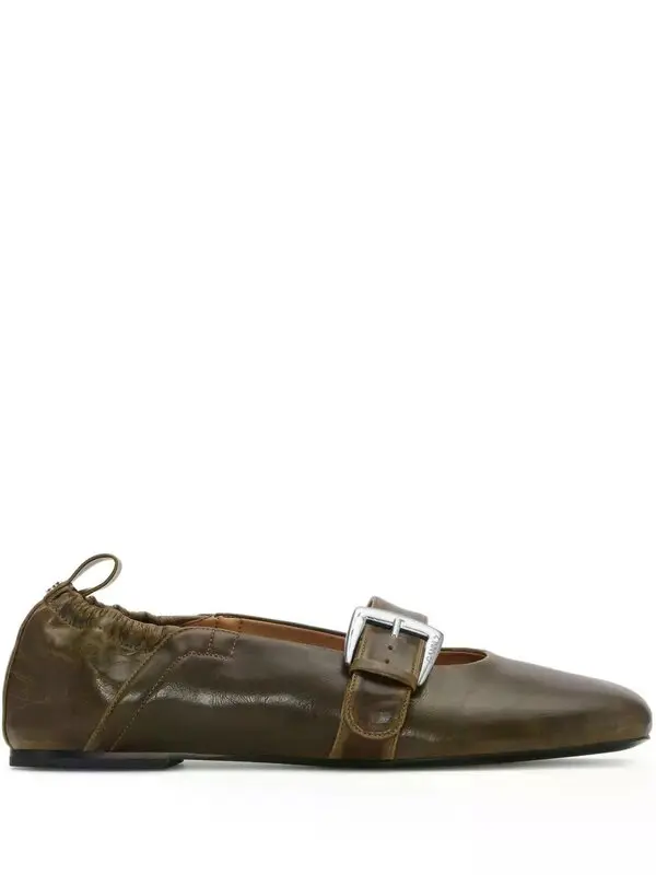 GANNI Buckle-embellished Ballerina Flats